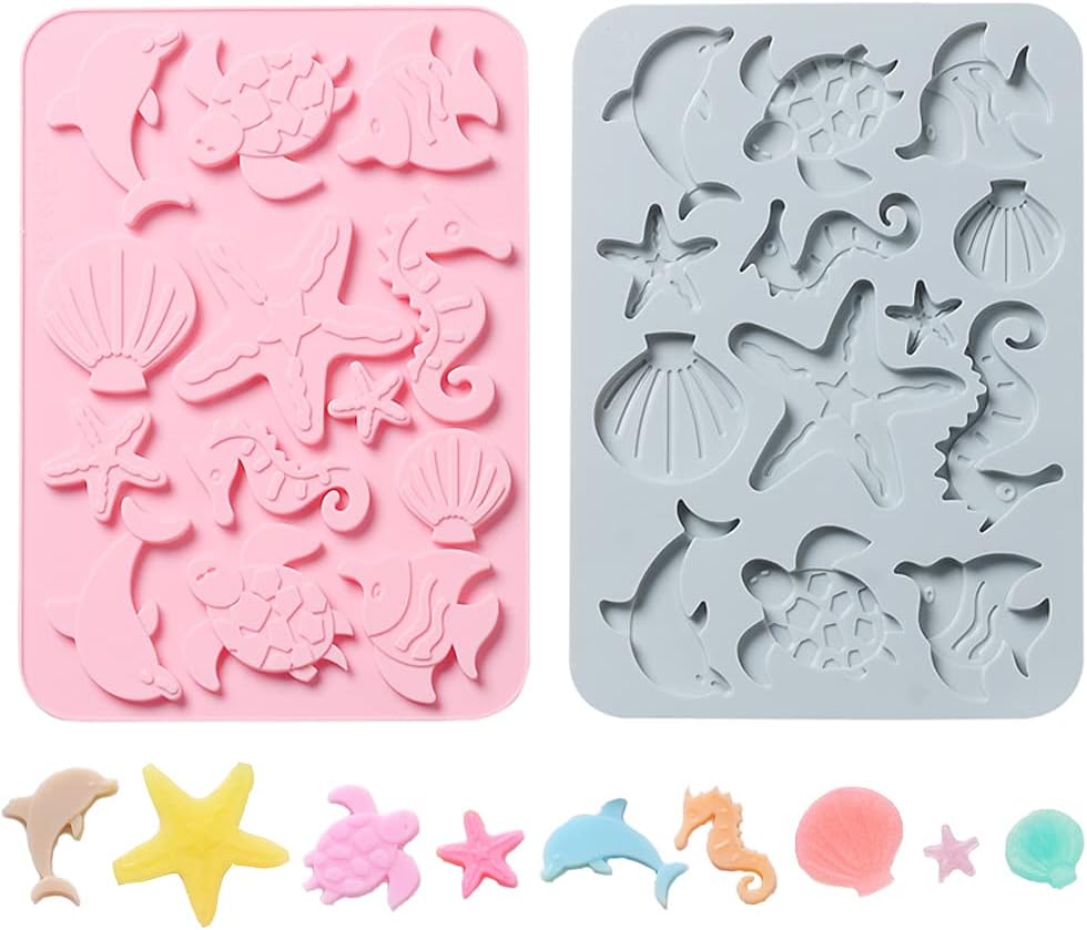 Amazon.com: Marine Theme Silicone Fondant Mold Pack of 2, Ocean ...