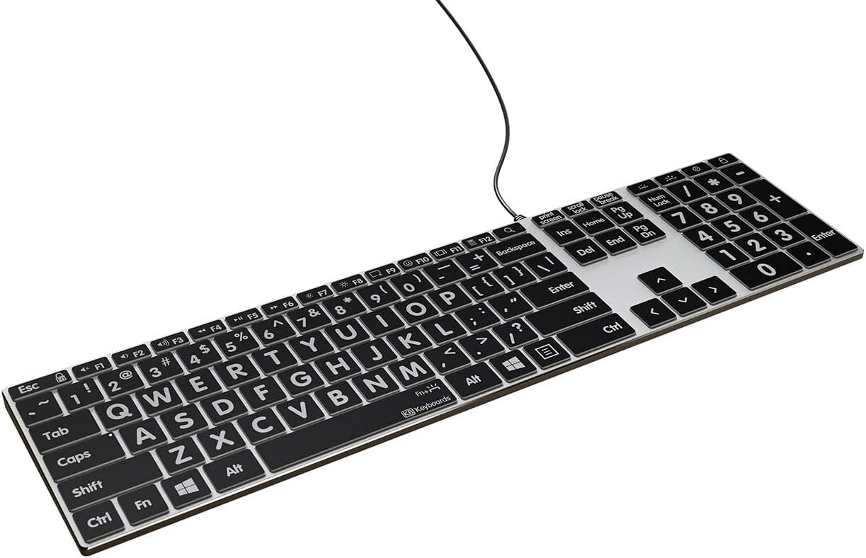 Amazon.com: KB Covers Large Print Backlit Pro Aluminum Keyboard ...