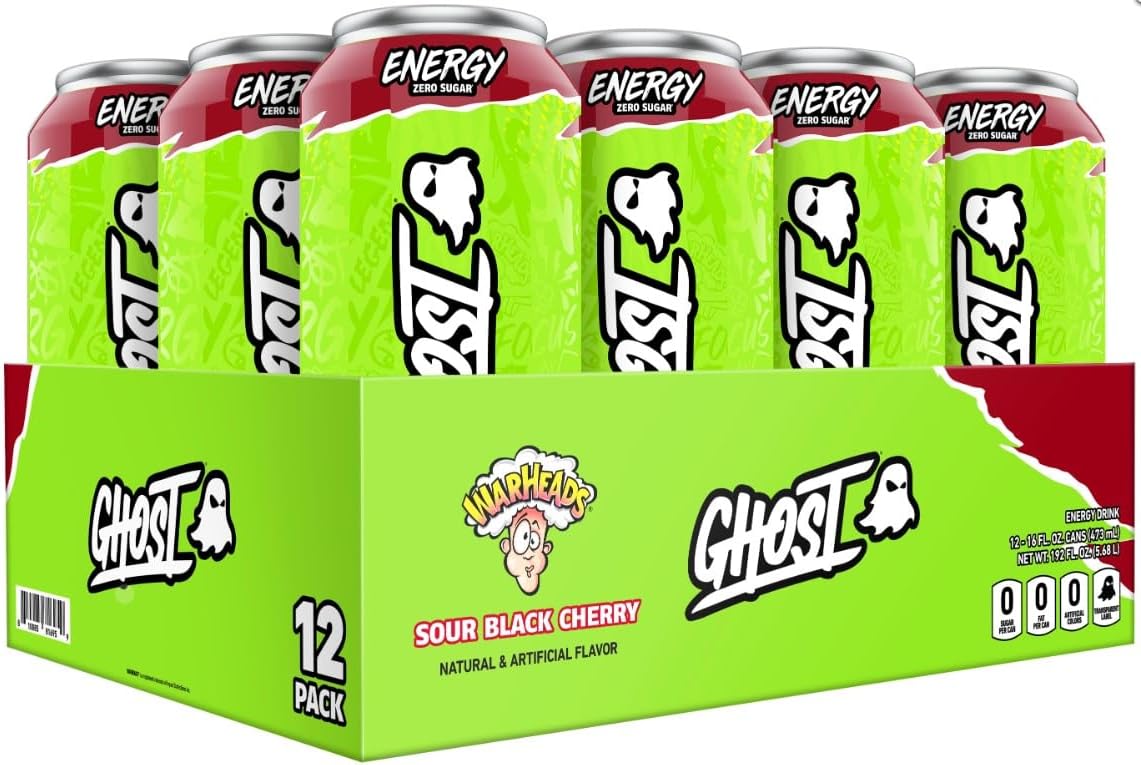 Amazon.com : Ghost Energy Sour Black Cherry Warheads 16 fl oz. (12 Pack ...