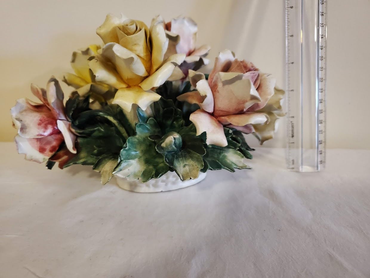 Amazon.com: Vintage Porcelain Rose Centerpiece CAPODIMONTE, Italy ...