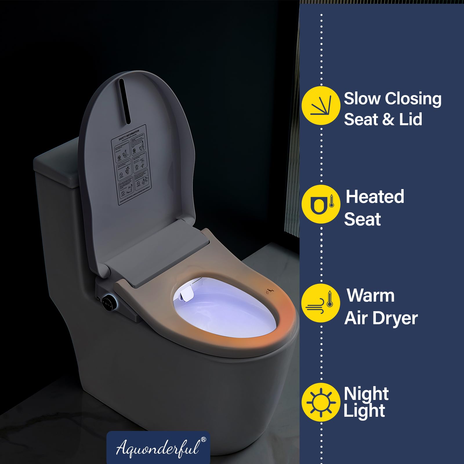 Remote Control Bidet Electric Bidet Toilet Seat With Warm Water & Air ...