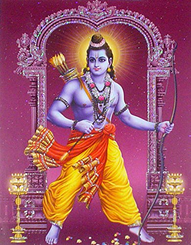 Crafts of India Brave Lord Rama/Hindu God Poster with Glitter Effect ...