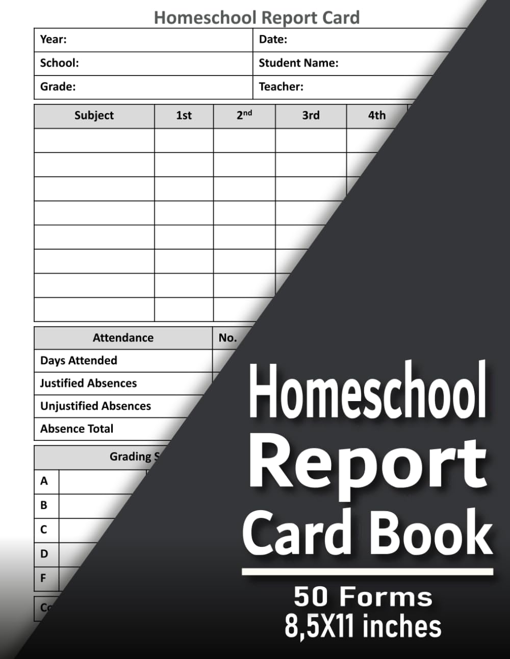 Homeschool Report Card Book: Homeschool Progress Report Form for ...