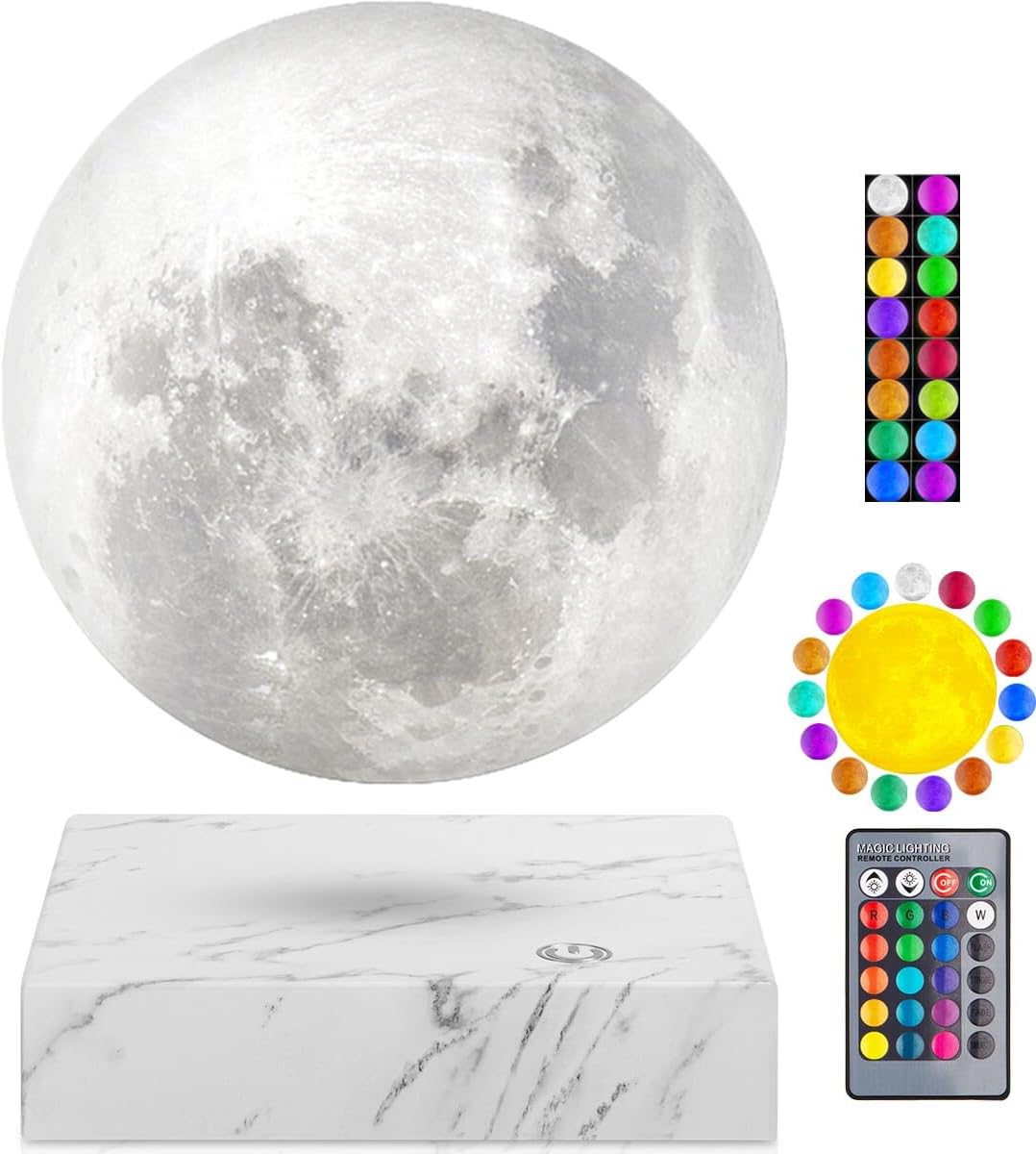 VGAzer Levitating Floating Moon Lamp With 16 Colors,Spinning Night ...