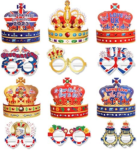 20Pcs King Crown Party Hat, 4 Styles Adjustable King Charles III ...