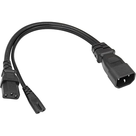 C14 to C13+C7 Y Splitter Power Plug Cord YACSEJAO 10A/250V IEC 320 C14 Male to C13+C7 Female ...