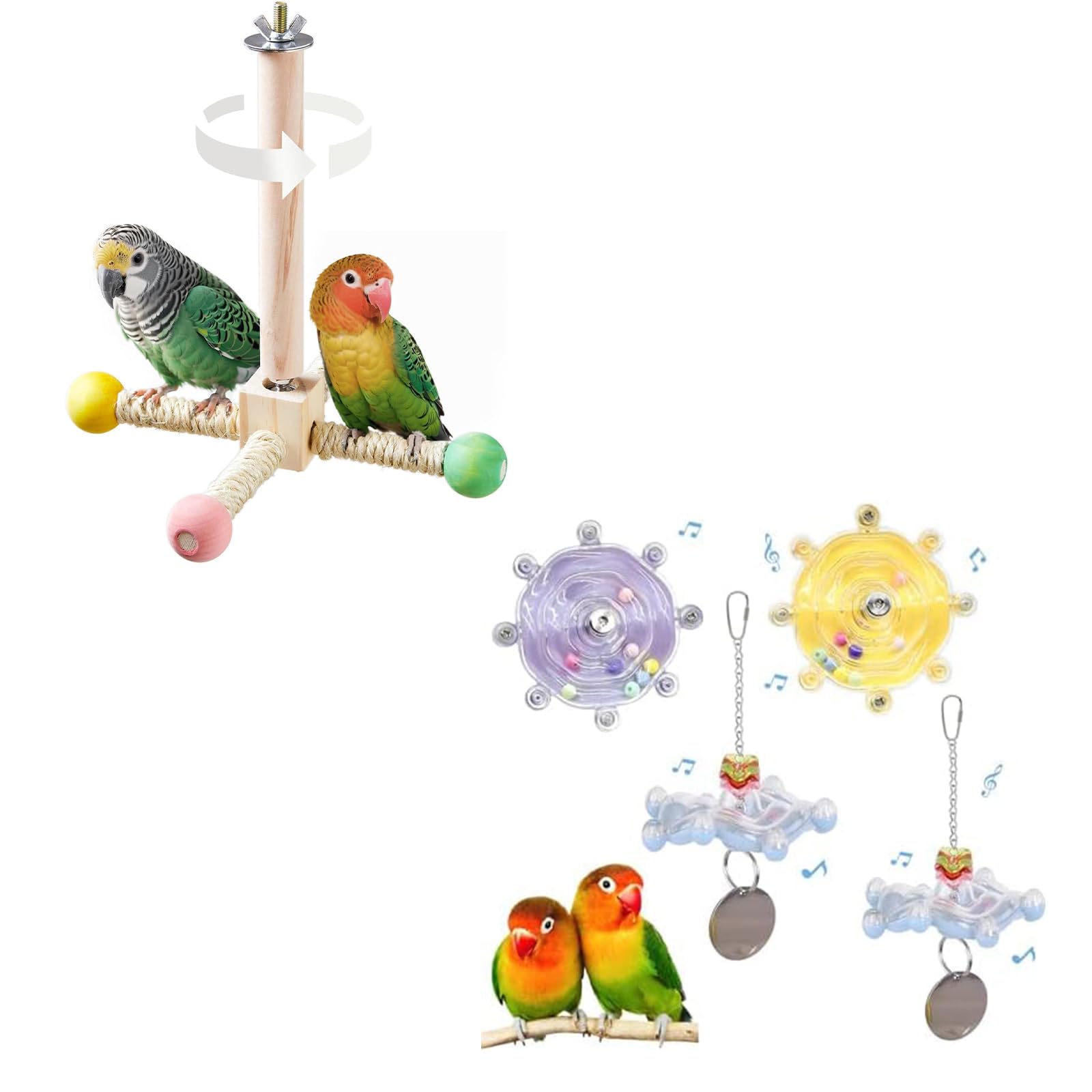 Amazon.com : Bird Stand Perch Toy, Interactive Spinning Parakeet Toys ...