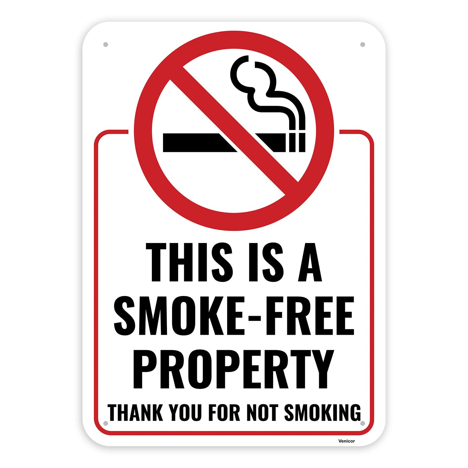 Amazon.com: 1PC Smoke Free Property Sign, 14 x 10 Inches - Aluminum ...