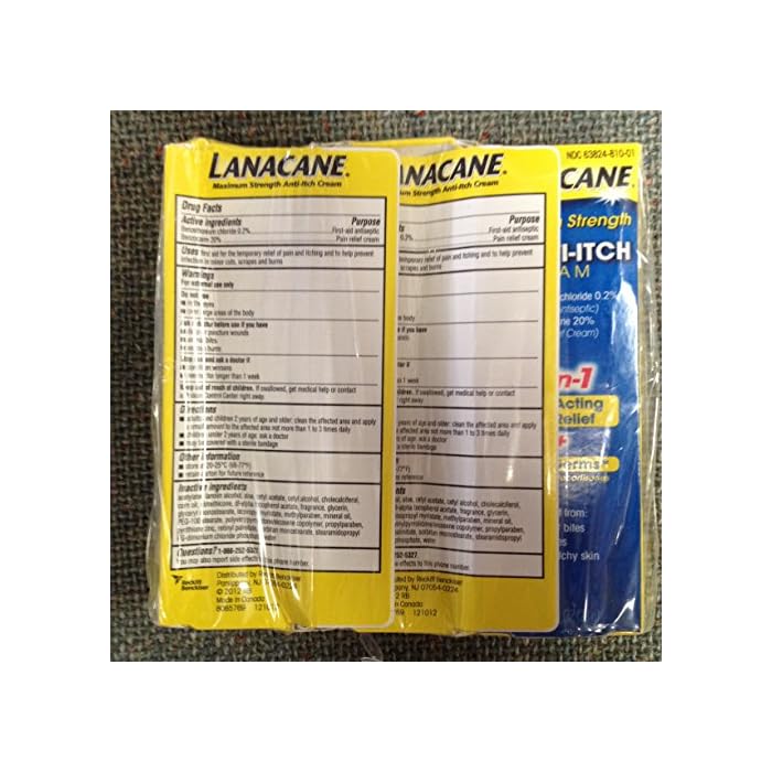 PACK OF 3! Lanacane Maximum Strength Anti-Itch Cream 2-in-1 1 ox. Each
