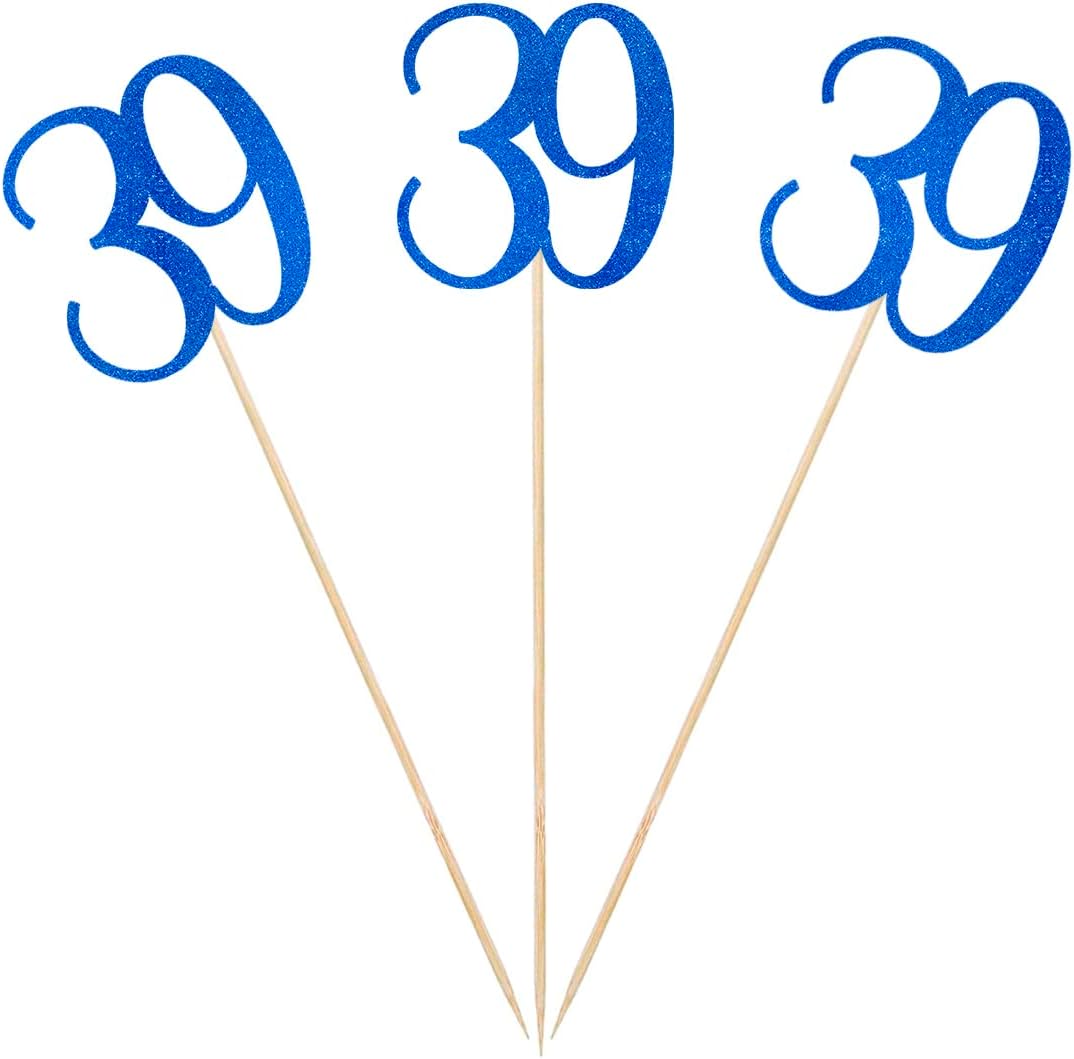 Amazon.com: Blue Glitter 39th Birthday Centerpiece Sticks, 12-Pack ...
