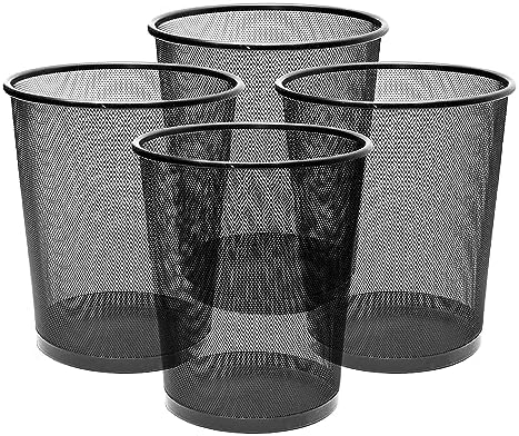 Clixera Tech Mesh Dustbins, Pack of 4 (20L) Metal Mesh Recycling Bins ...