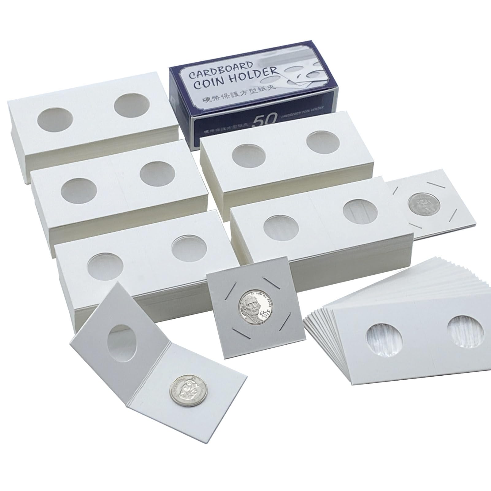 Amazon.com: 250 Pieces 2" x 2" Cardboard Coin Flips Coin Holders Mylar ...