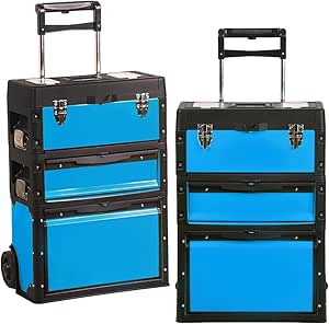 Portable 3 Tiers Stackable Trolley Storage Case with Wheels for ...