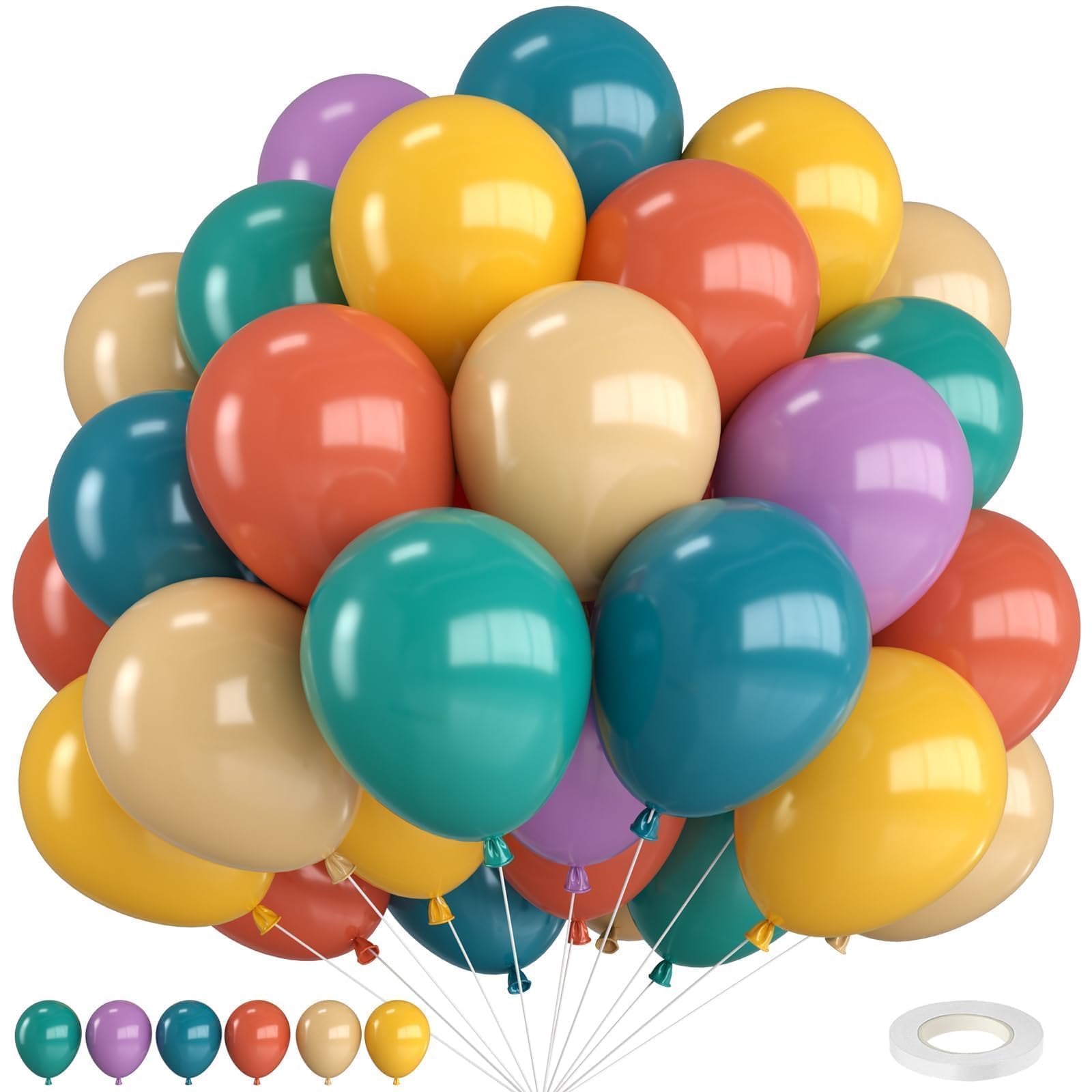 Amazon.com: Boho Rainbow Balloons,12 Inch Boho Colorful Retro Lemon ...