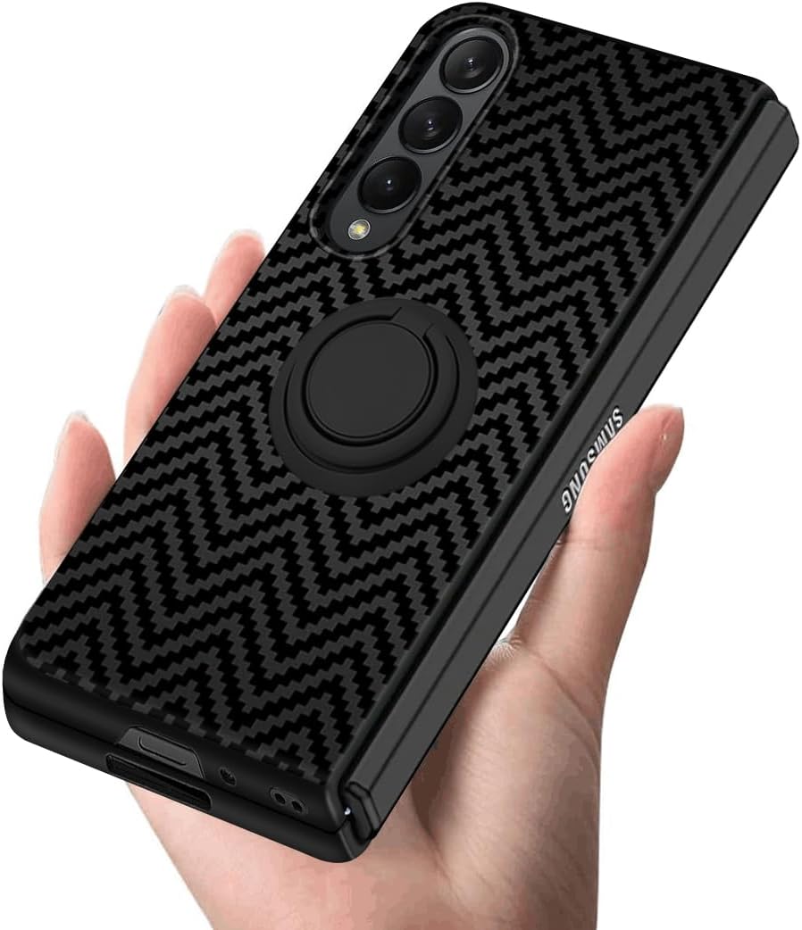 Amazon.com: Galaxy Z Fold 4 5G Phone Case, Stand Case Carbon fiber ...