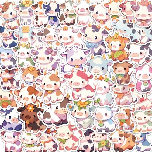 Amazon.com: Cute Cow Stickers 50pcs Kawaii Cartoon VSCO Stickers Toy ...