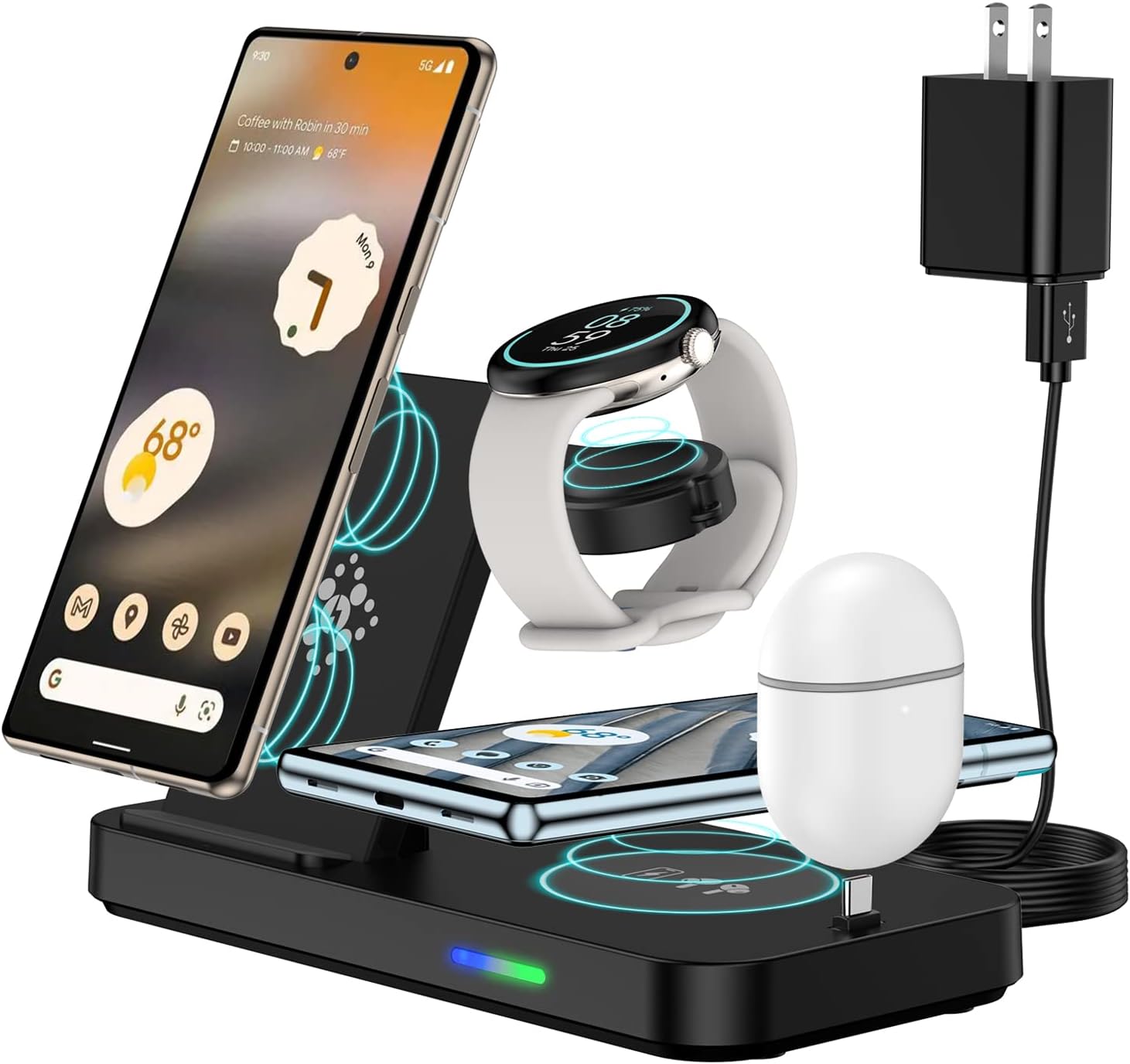 Amazon.com: 3 in 1 Foldable Wireless Charging Station for Google Pixel ...