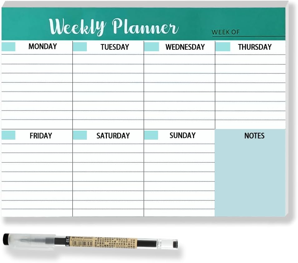 52 Sheets Weekly Planner Notepad - Easy Tear Off Weekly Planner Pad ...