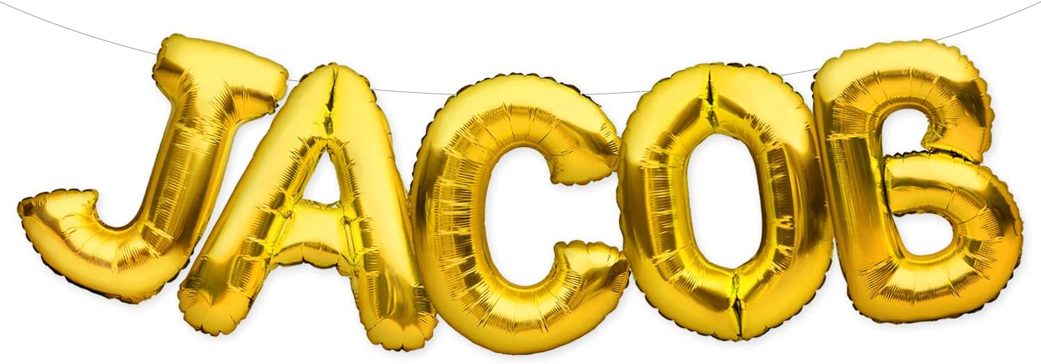 Amazon.com: PartyForever JACOB Balloon Banner Big 16 Inch Gold Foil ...
