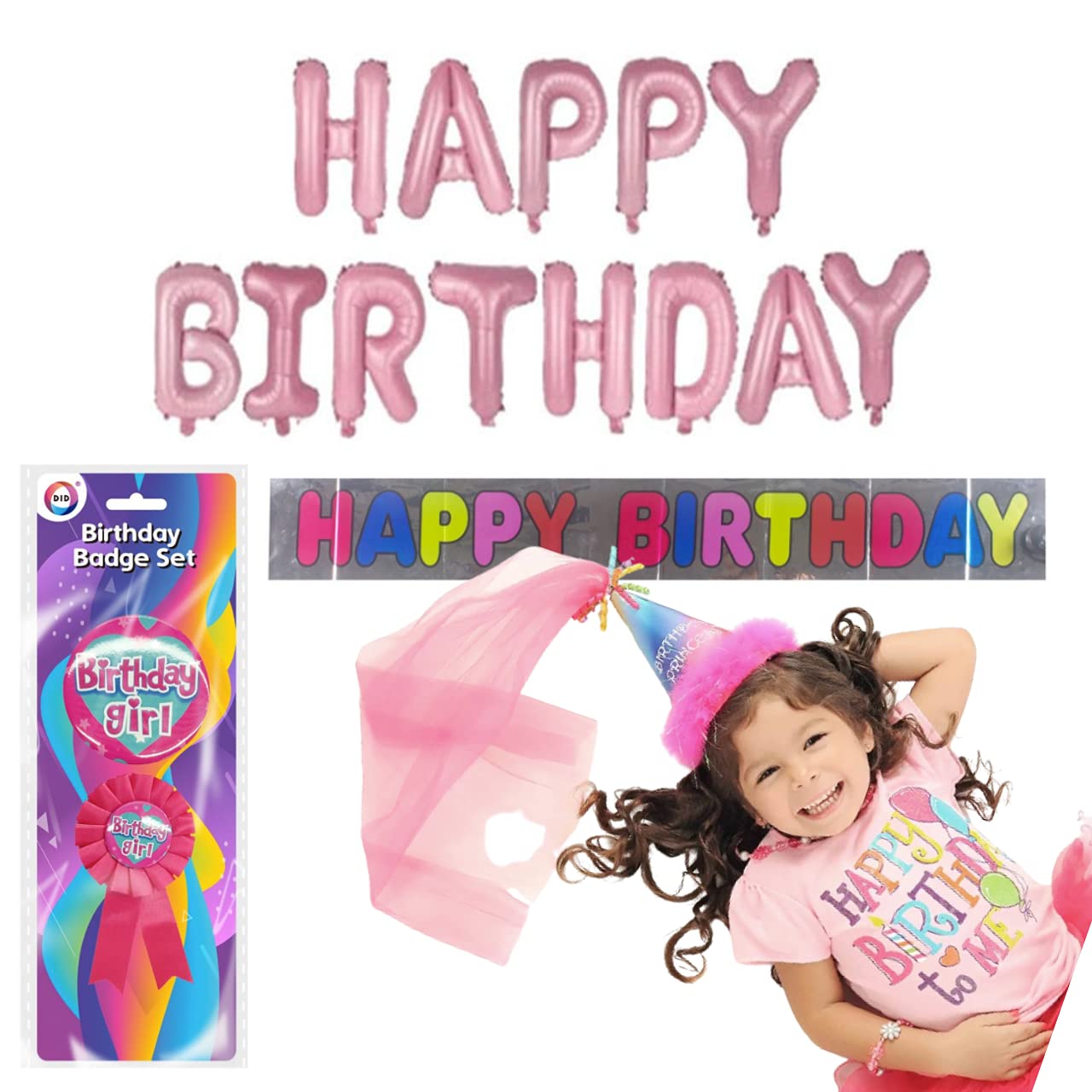 Genrise Birthday Decorations For Girls Pink Birthday Decorations Party ...
