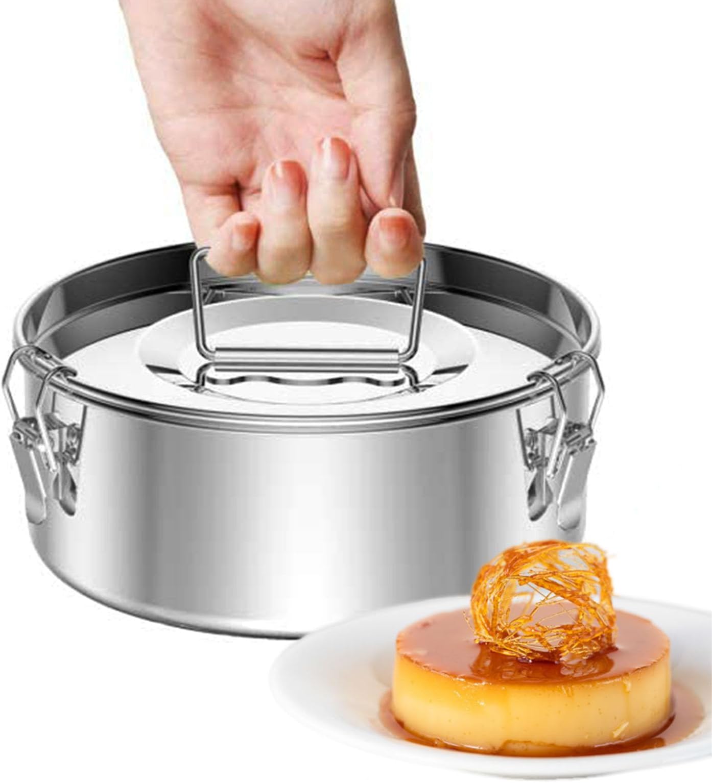 Amazon.com: Stainless Steel Flan Mold with Lid 65oz, Pan for Instant ...