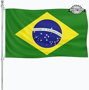 Amazon.com : Brazil Brazilian Flag 3x5 Double Sided Outdoor Heavy Duty ...