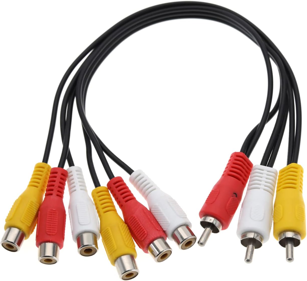 AV Cable Splitter 3 RCA Male Plug to 6 RCA Female Jack Composite Video ...