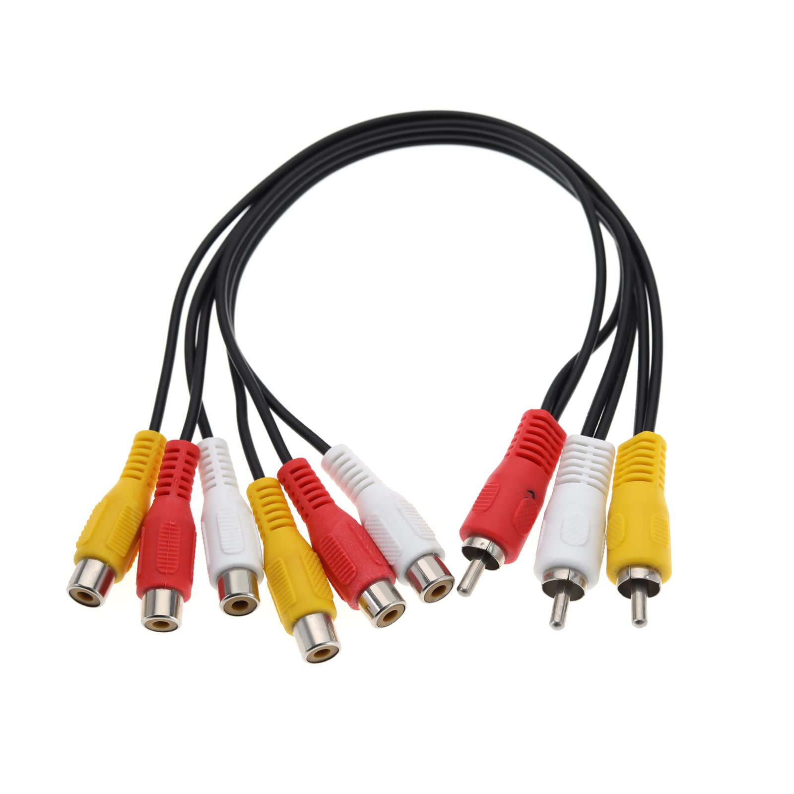 ECSiNG AV Cable Splitter 3 RCA Male Plug to 6 RCA Female Jack Composite ...