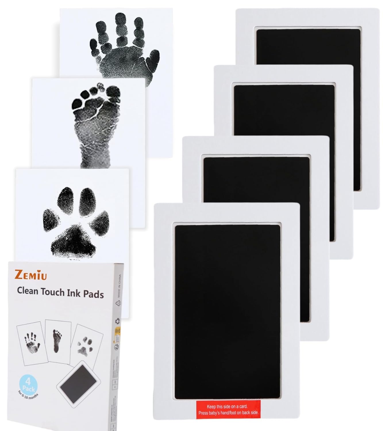 Amazon.com : Zemiu Baby Handprint and Footprint Large Size Kit,4 Baby ...