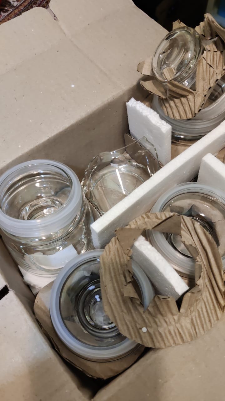 Buy Ocean Pop Glass Jar with Lid Set of 6 Pcs, 325 ml, Clear Soda Lime ...