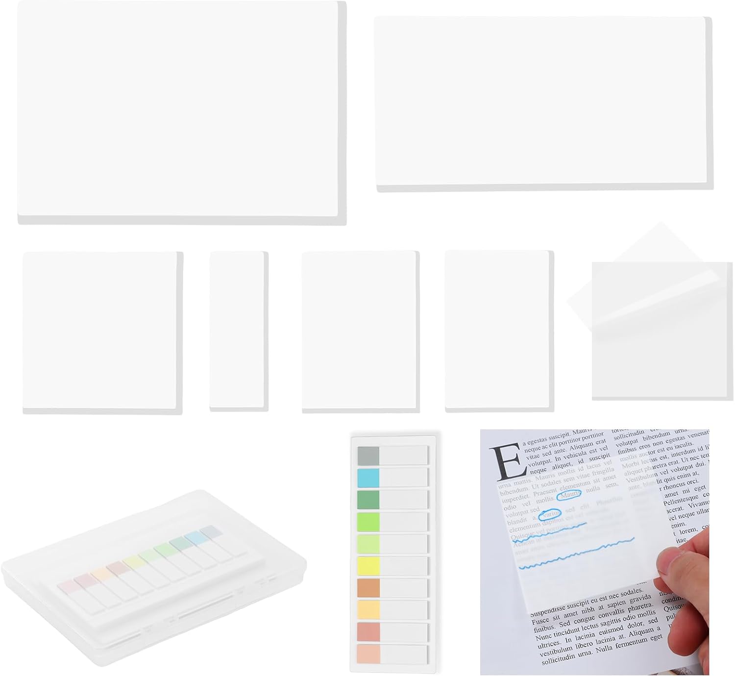 Amazon.com : Mauproy 500 Sheets Transparent Sticky Notes, Self-Adhesive ...