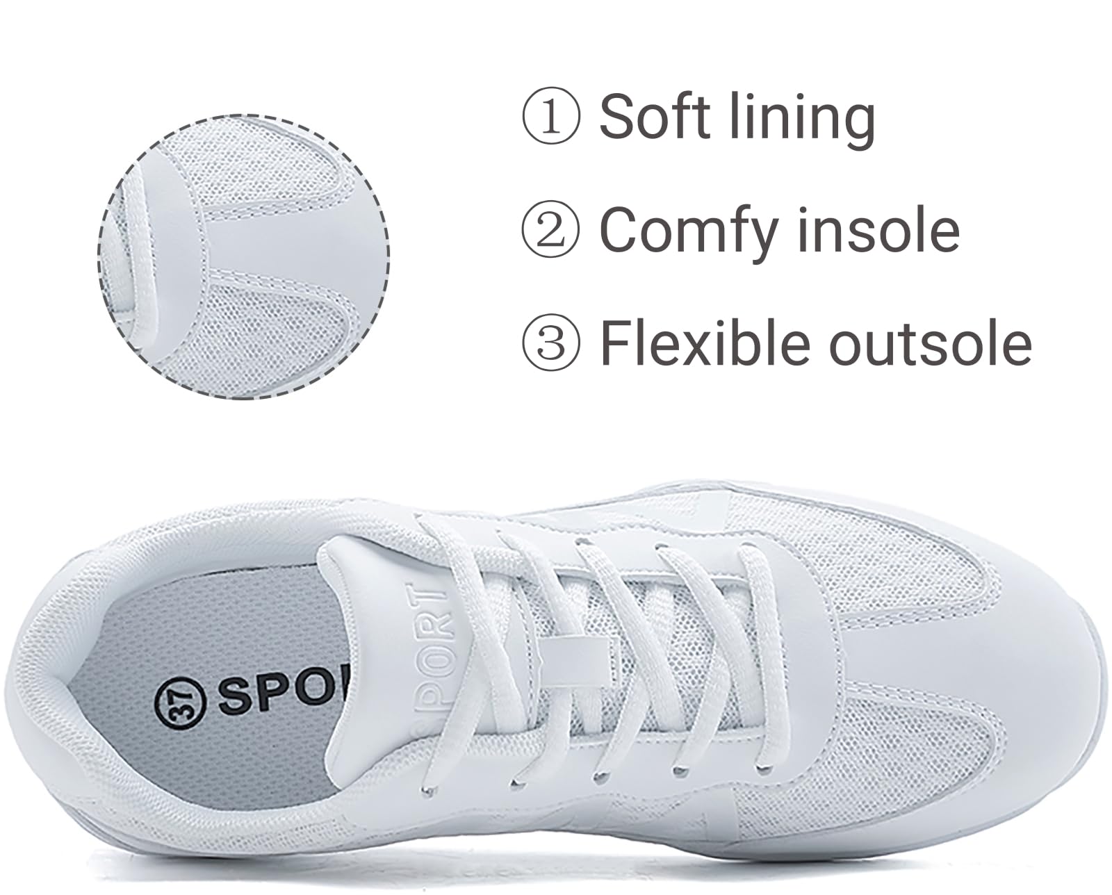 Snapklik.com : BAXINIER Girls Cheerleading Shoes Women White Cheer ...