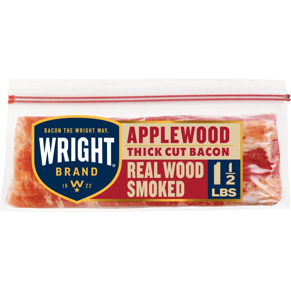 Amazon.com: Wright, Applewood Thick Cut Bacon, 24 oz (Prop 12 Compliant ...