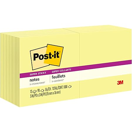 Amazon.com : Post-it Super Sticky Notes, 2x2 in, 10 Pads, 2x the ...