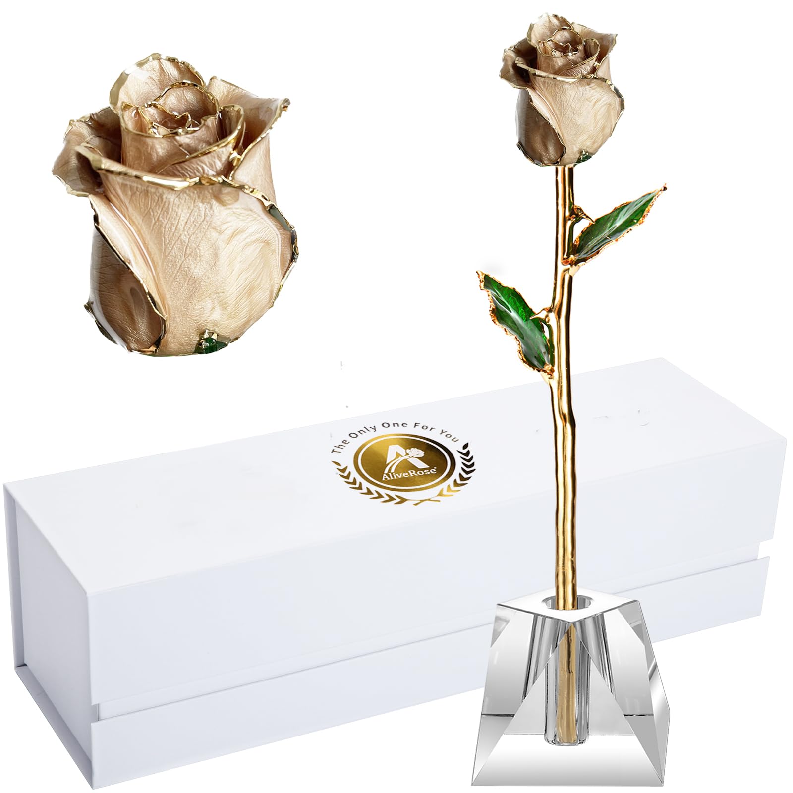 Amazon.com: AliveRose Gold Dipped Roses, 24K Gold Rose Made from Real ...