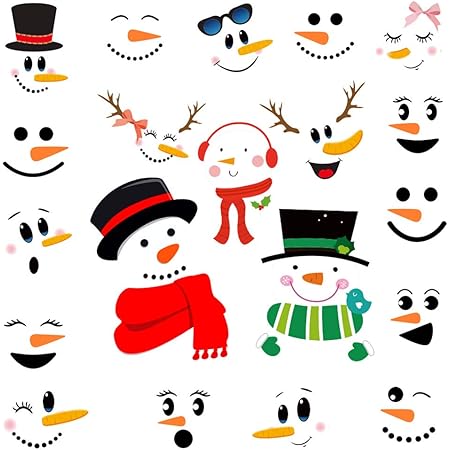 Amazon.com: Snowman Face Stickers Snowman Decals Christmas Wall Decals ...