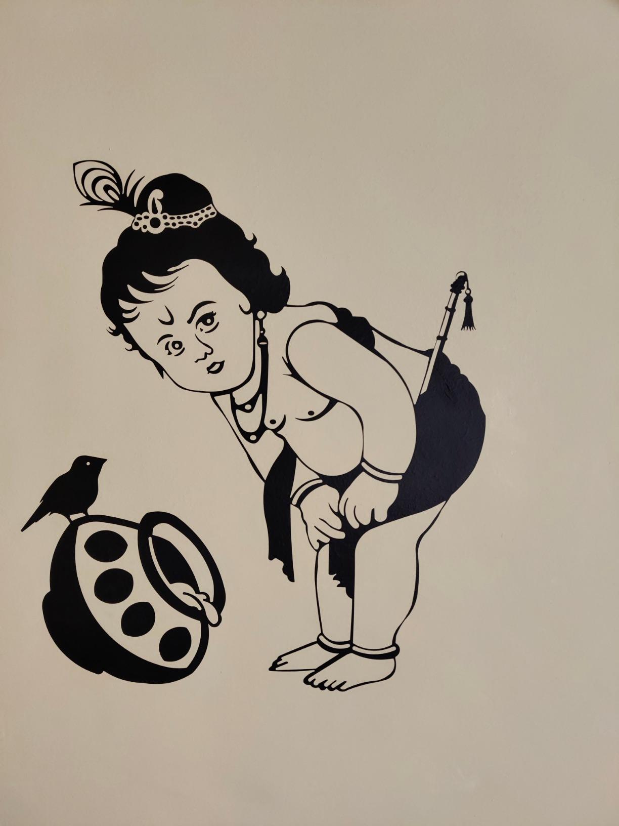 Buy Cute Krishna Wall Sticker and bal Gopal Wall Sticker Size(67 * 59 ...