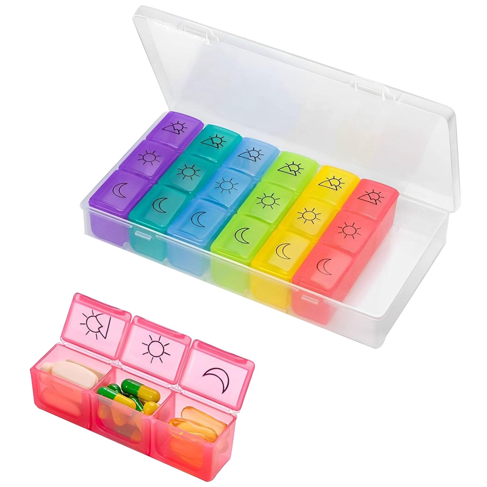 Tablettenbox 7 Tage Morgens Mittags Abends,Pillendose 7 Tage 3 Fächer ...