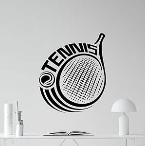 Tennis Wall Decal Racquet Logo Sports Vinyl Wall Sticker Gym Decor Art ...