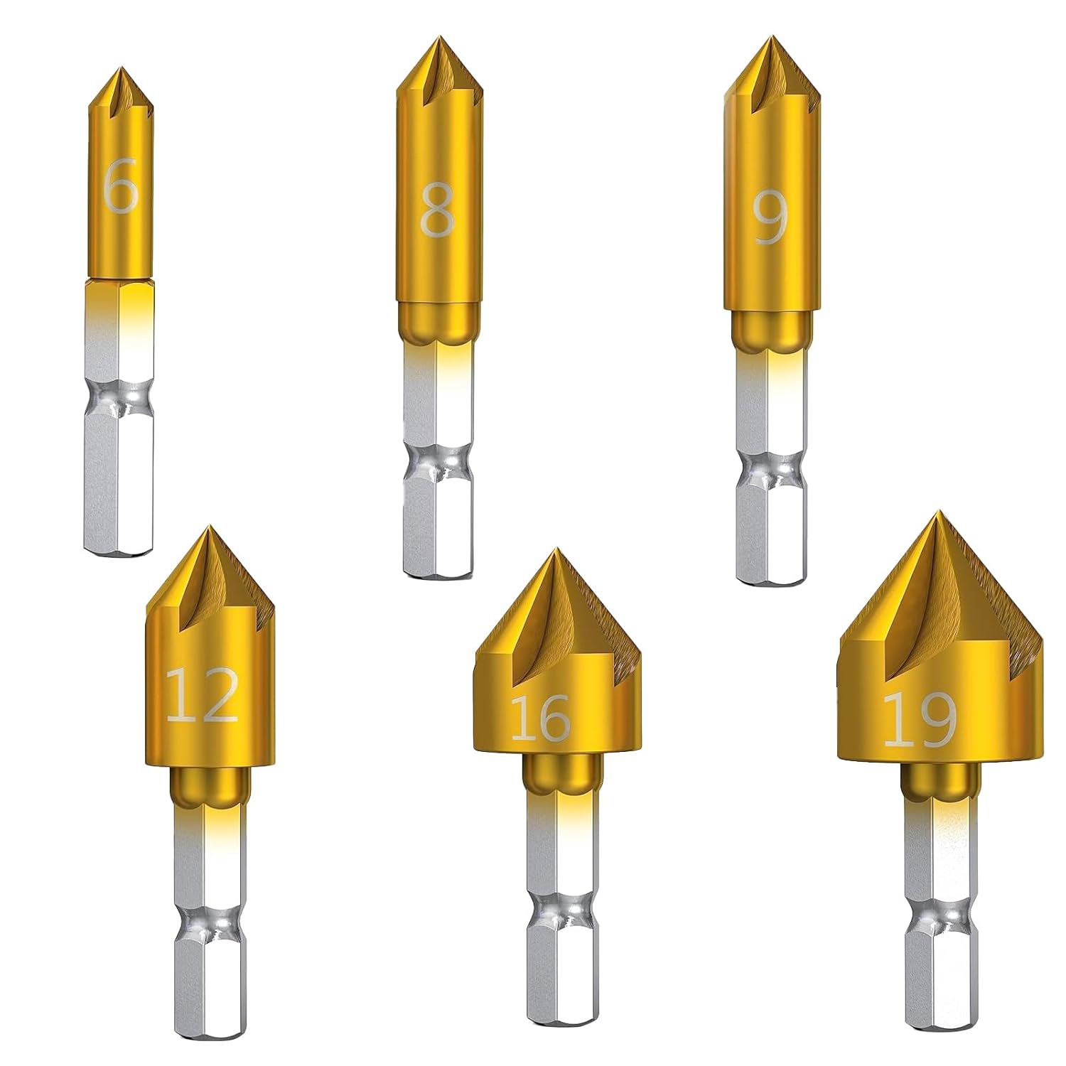 6pcs Countersunk Drill bit,Countersunk Drill bit set,With 82 Degree ...