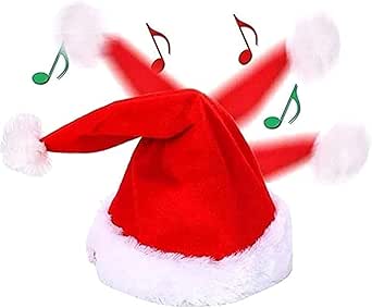 Amazon.com: Christmas Hat Singing and Dancing Santa Hat Party Hats for ...