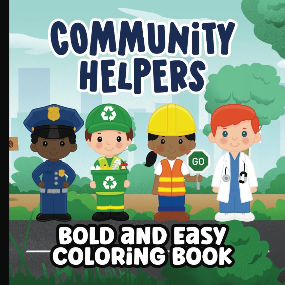 Buy Bold and Easy Community Helpers Coloring Book for Toddlers and Kids ...