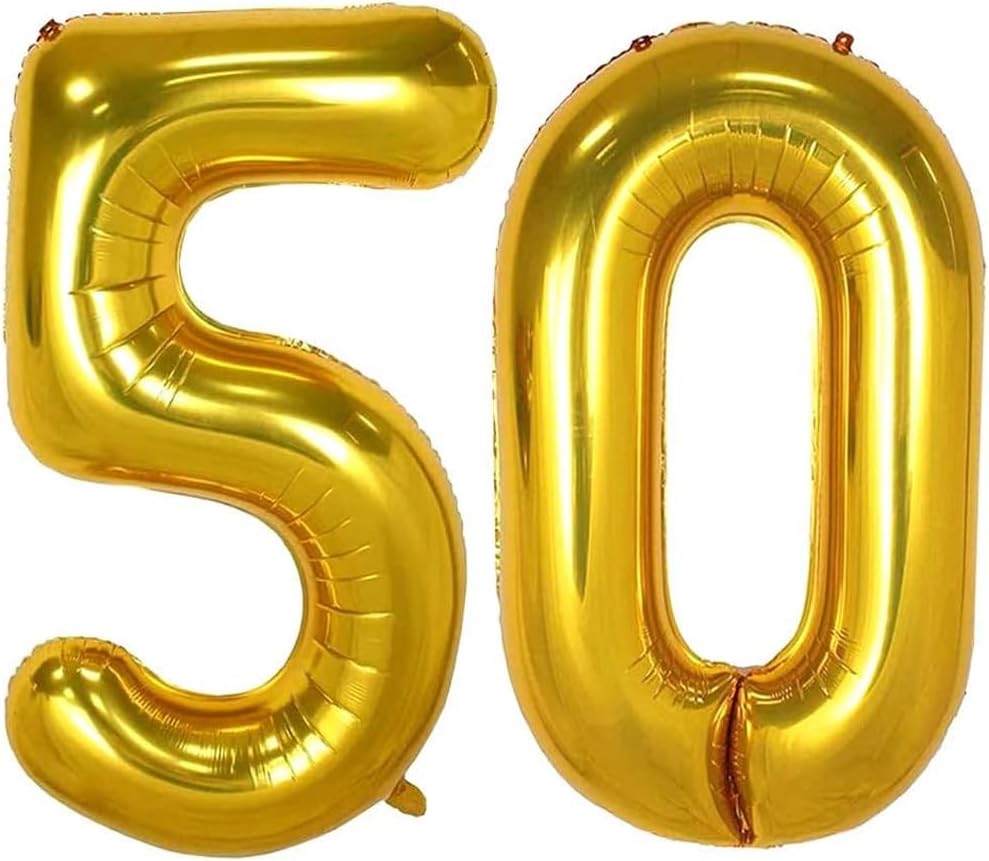 Amazon.com: Gold Number 50 Balloon Foil Mylar 40Inch Balloons for 50th ...