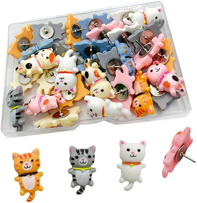 Amazon.com: 30 pcs Cute Cat Creative Push Pin Cute Decorative ...