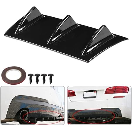 Qiilu Shark Fin Diffuser,Universal Car Rear Bumper Chassis Shark Fin ...