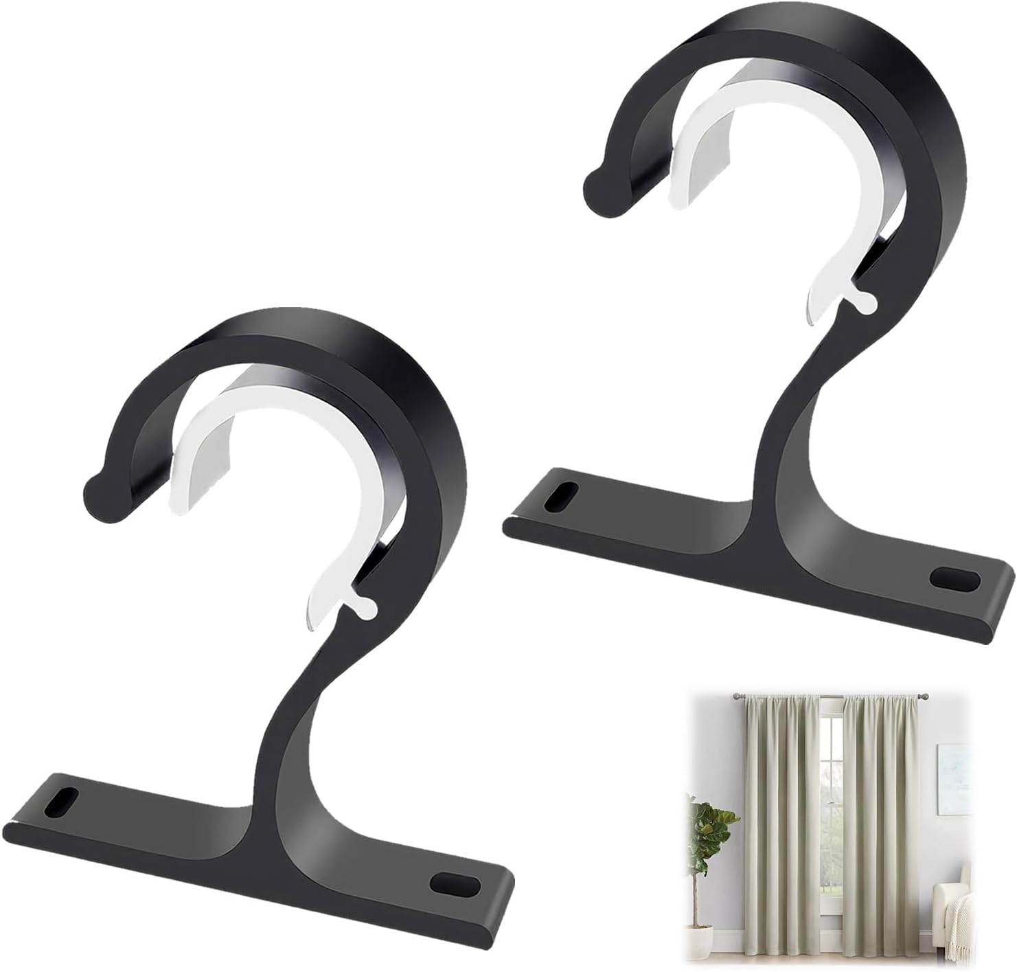 Zoojoy Set di 4 Staffe per Aste per Tende, Regolabili, Colore Nero e ...