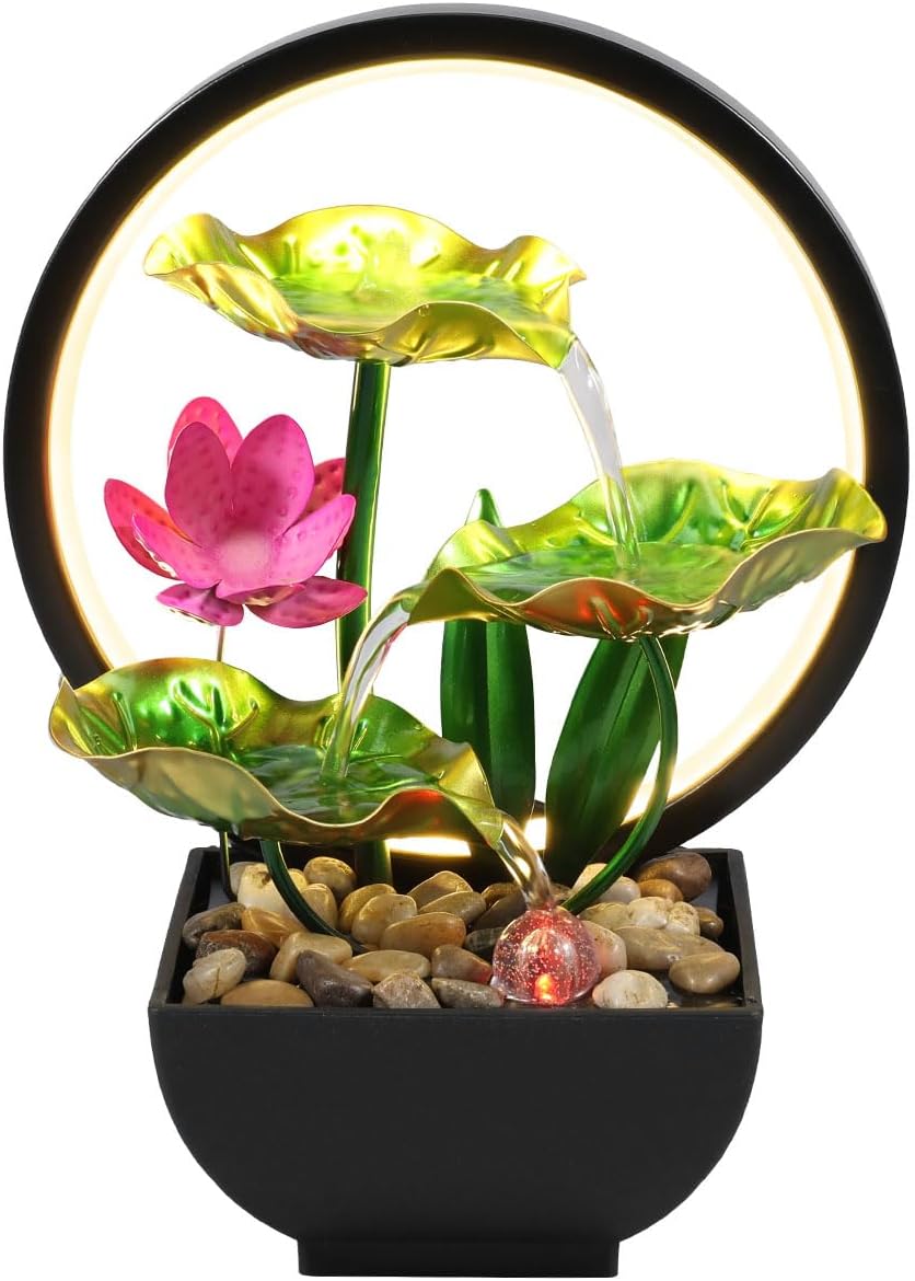 Amazon.com: Tabletop Water Fountain with Light, Zen Meditation ...