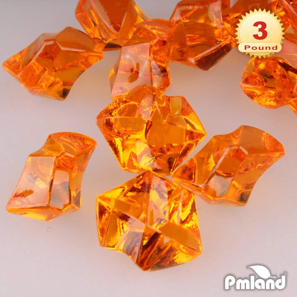 Snapklik.com : PMLAND 3Lbs Orange Acrylic Ice Rocks Bulk 550 Pieces ...