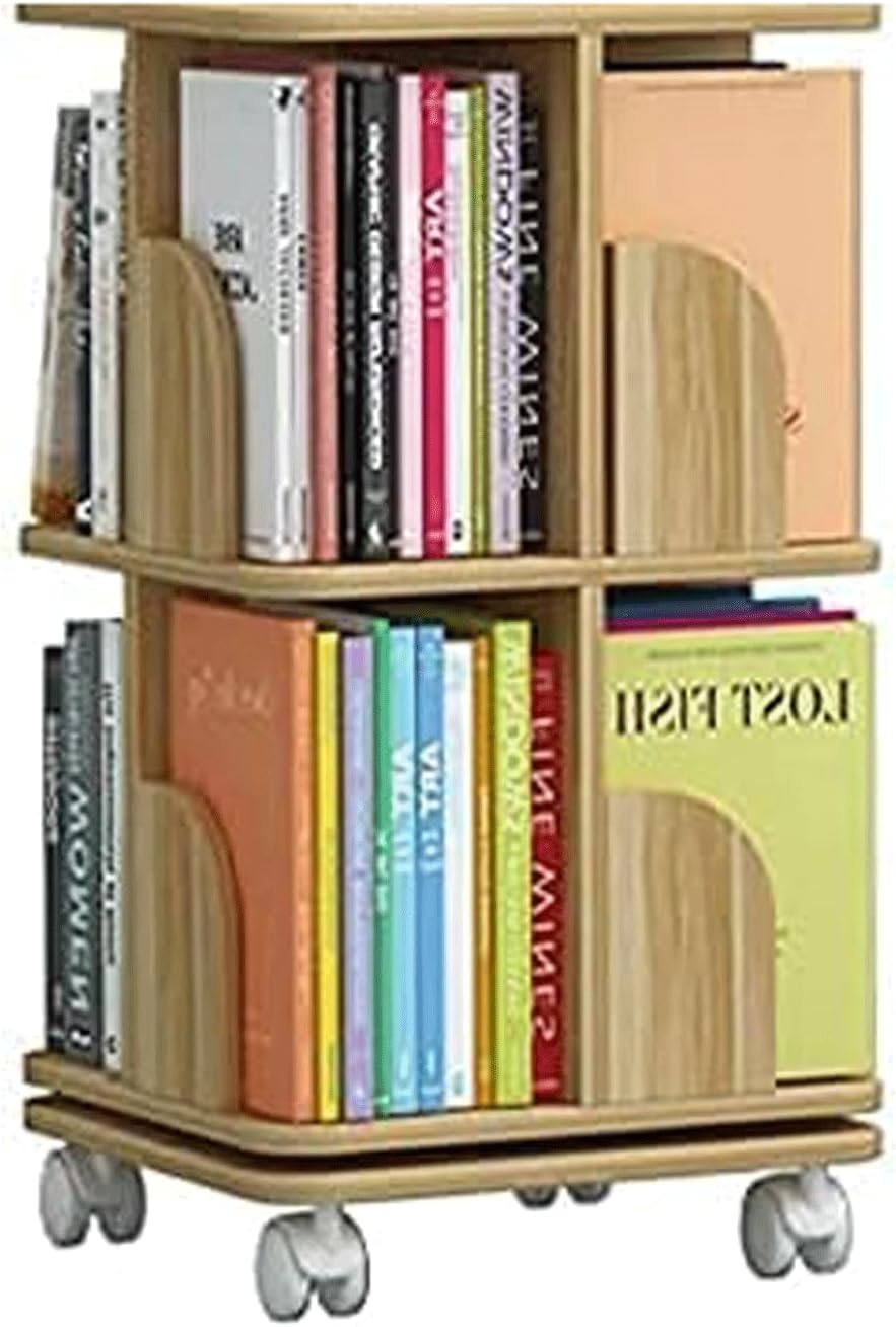 Amazon.com: revolving Bookshelf Wood Standing Bookcase Storage Rack ...
