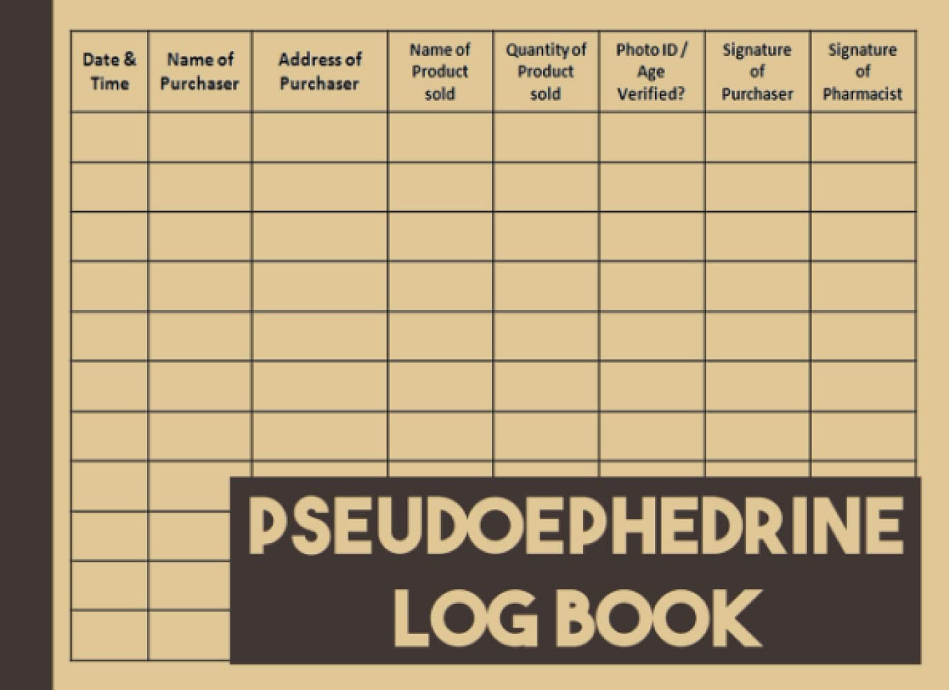 Pseudoephedrine Log Book: Journal to Keep Record and Track the Purchase ...